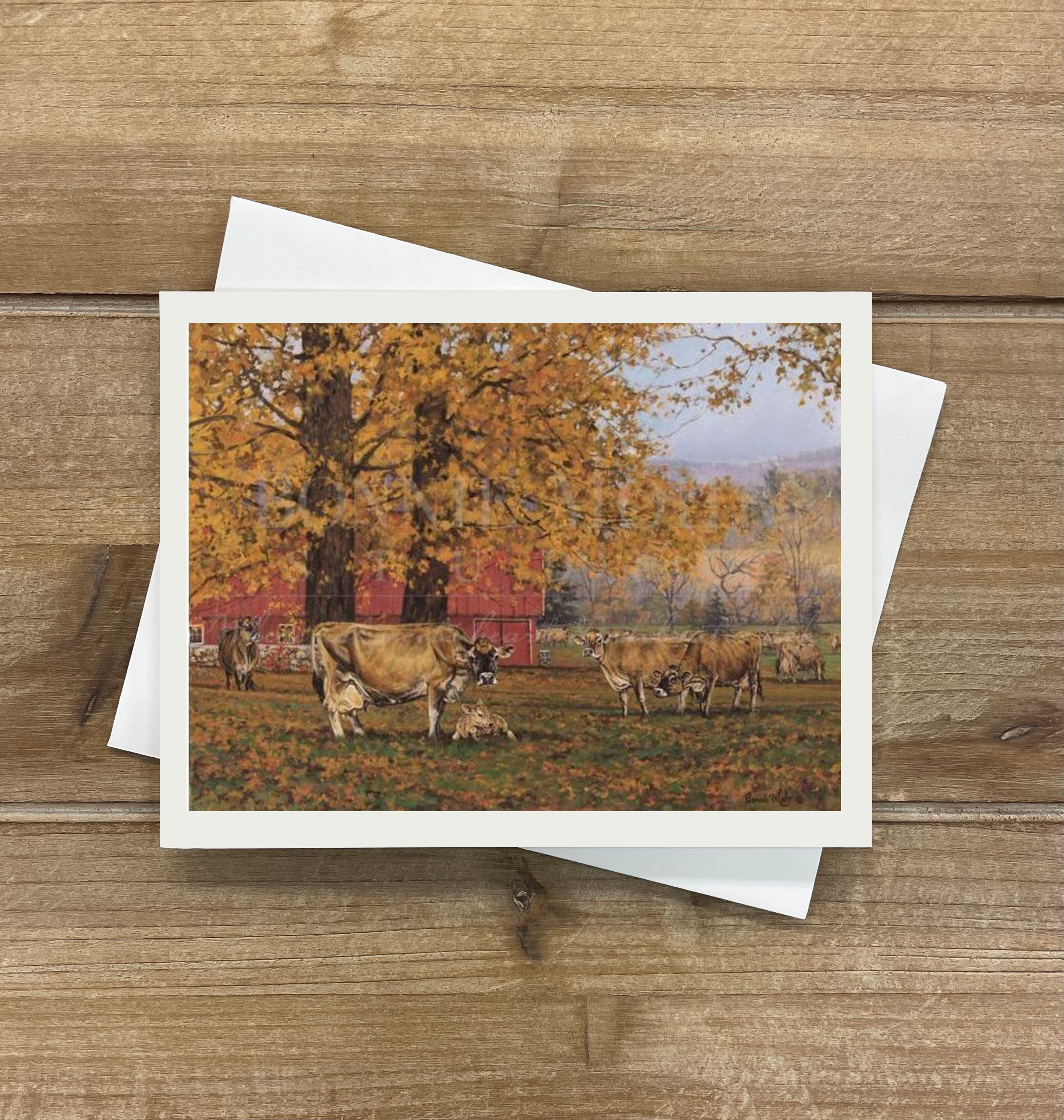 October Blessings print - art featuring autumn landscape, Jersey cows ...